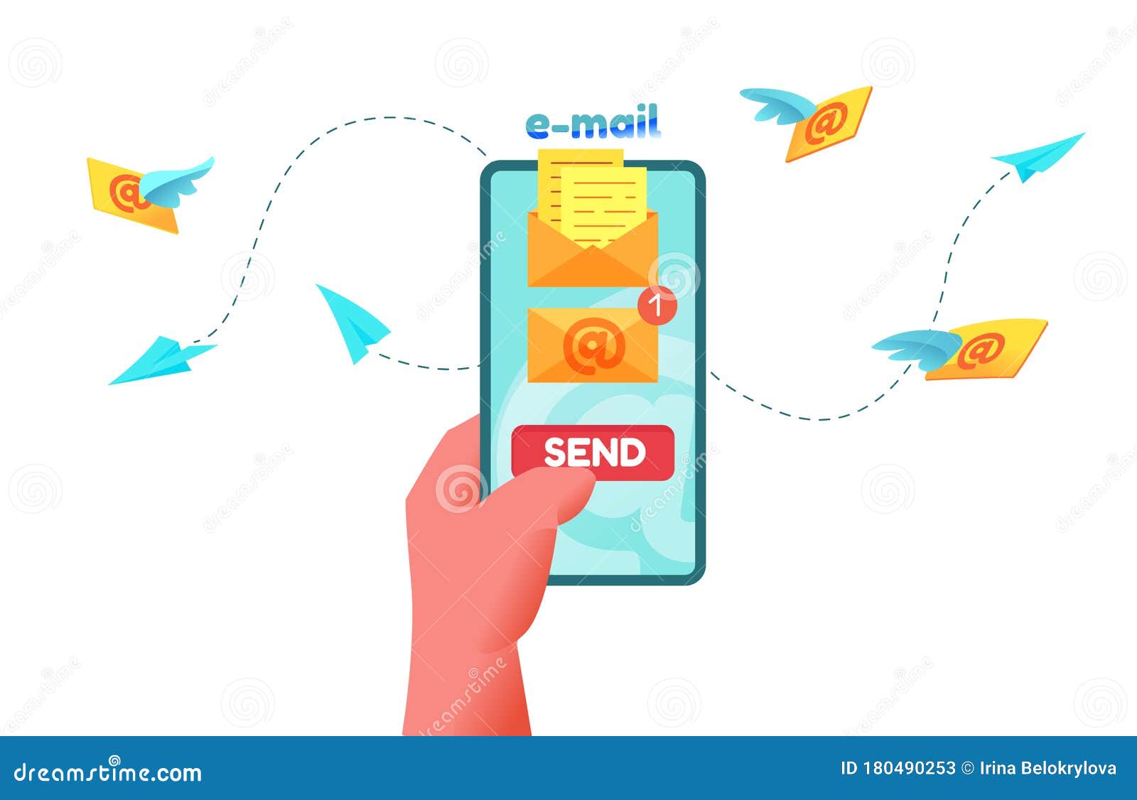 Vector Email Message Sending in Phone Screen Stock Vector ...