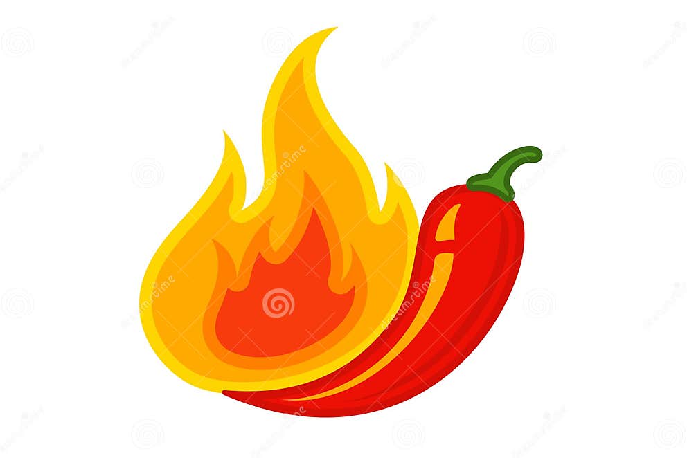 Vector Emblem of Red Chilli Pepper with Fire. Vector Emblem Jalapeno or ...