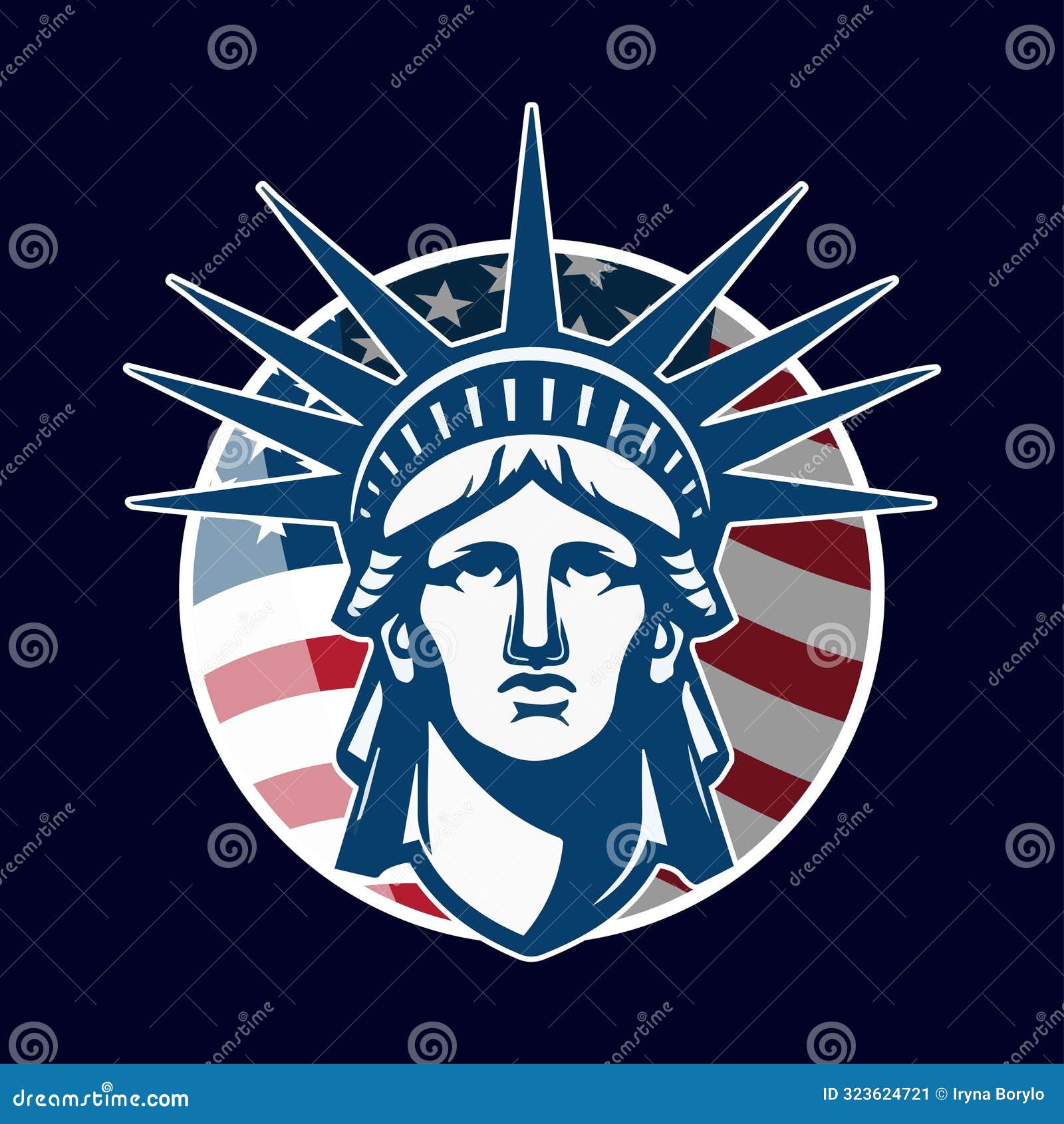 Vector Emblem of the Statue of Liberty on the Background of the ...