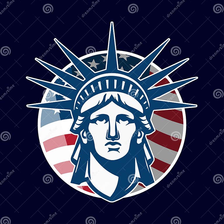 Vector Emblem of the Statue of Liberty on the Background of the ...