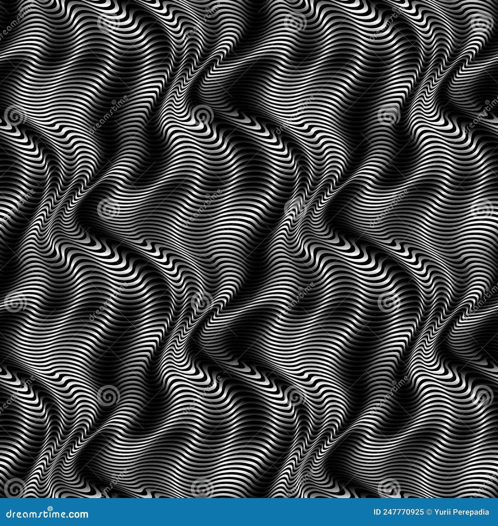 Vector Embossed Seamless Pattern of Curved Lines. Optical Art Winding ...