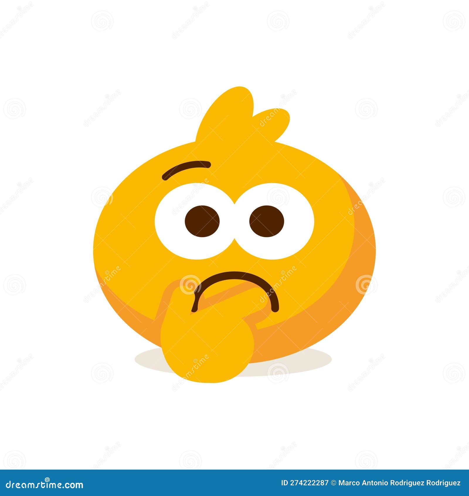 Vector Emoji Cute Thinking Face Illustration Isolated Stock Vector ...