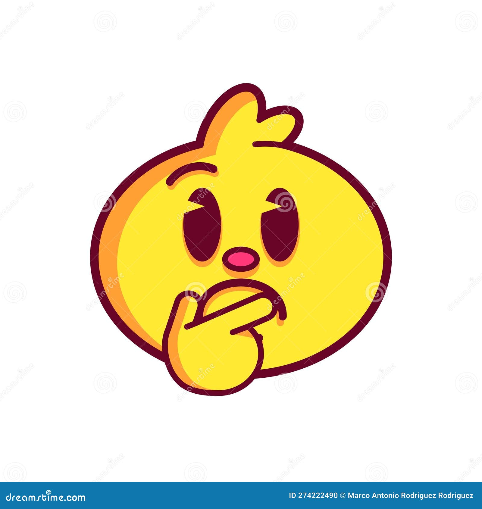 Vector Emoji Cute Thinking Face Illustration Isolated Stock Vector ...