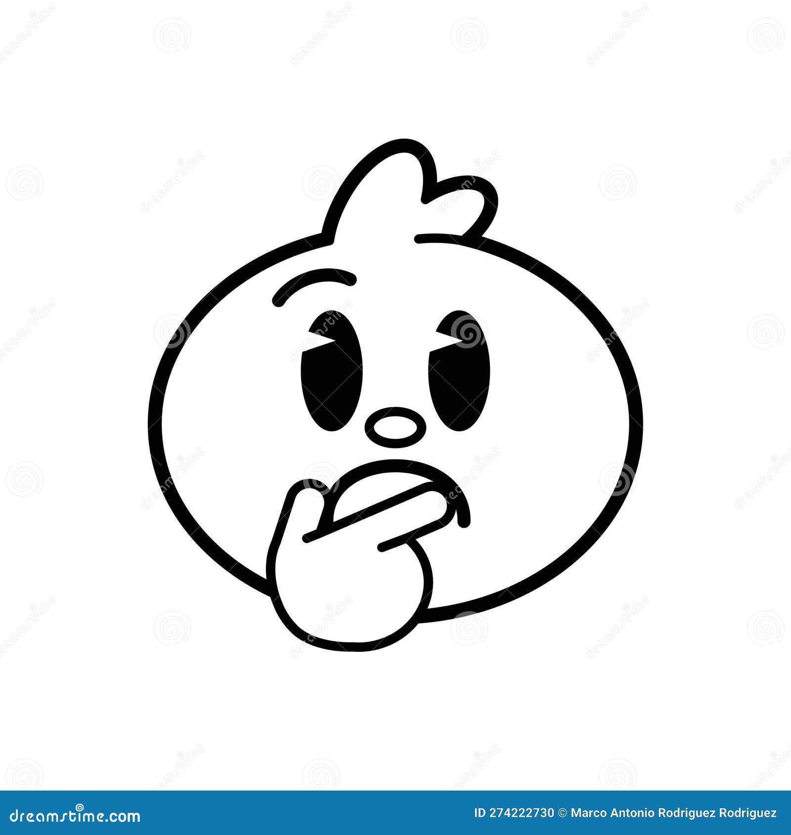 Vector Emoji Cute Thinking Face Illustration Isolated Stock Vector ...