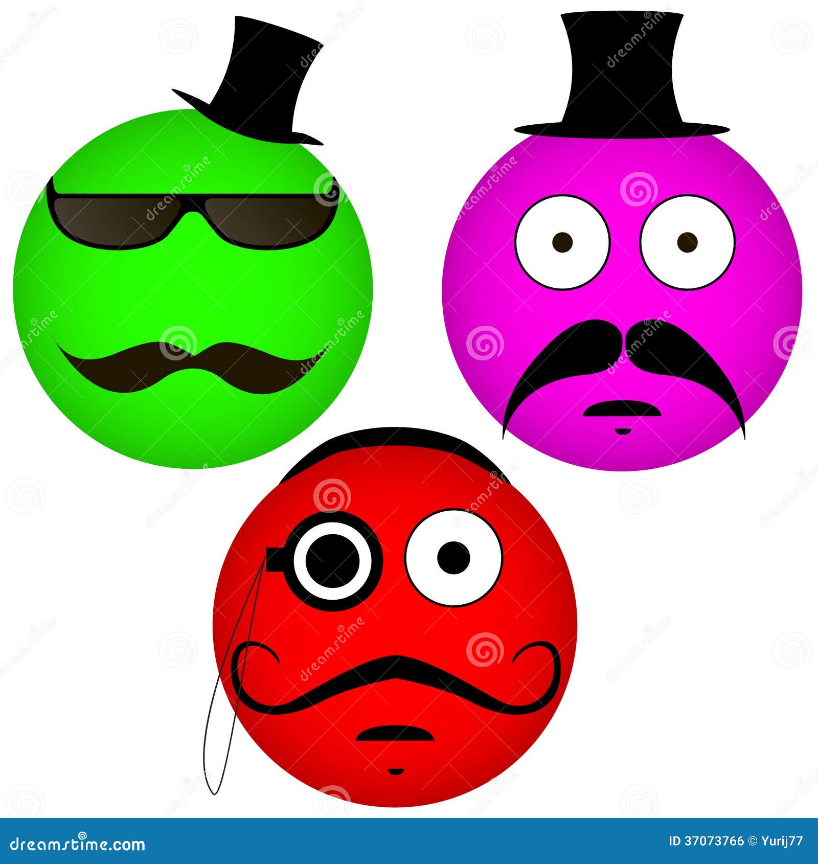 Vector Emoticons with a Mustache Stock Vector - Illustration of rhombus ...