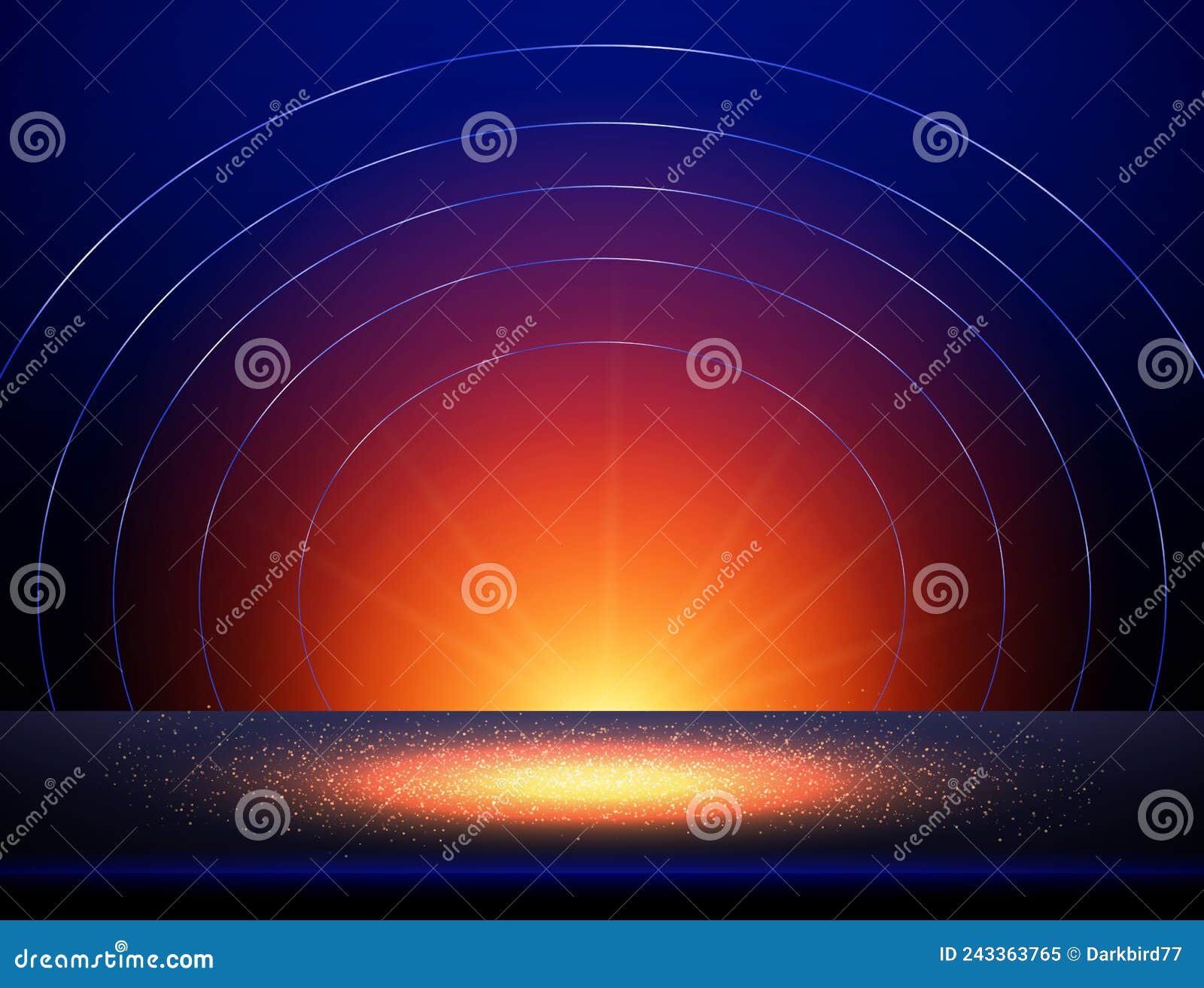 Vector Empty Blue Neon Shine Table or Room Wall Background for Design ...