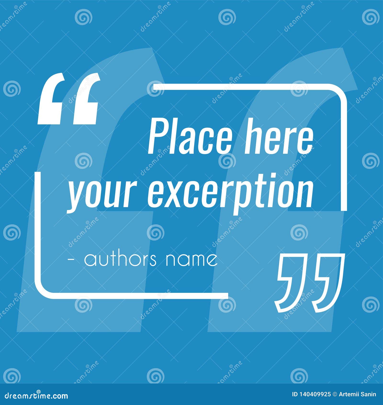 Vector Empty Blue Quote Text Box. Design Element for Excerption Stock ...