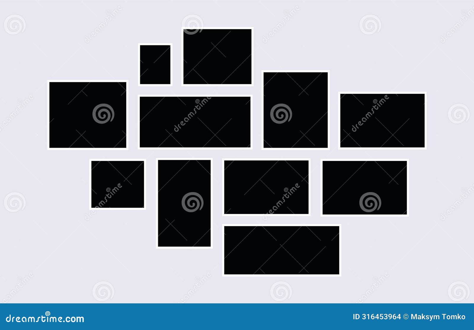 Vector Empty Collage Eleven Frames, Photos, Parts. Eps 10 Stock ...