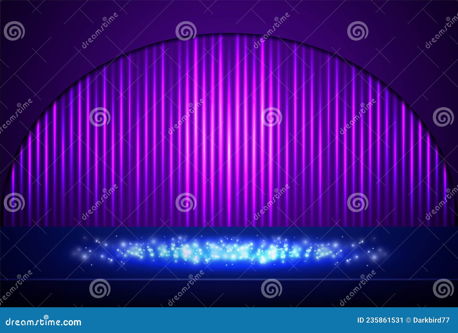Vector Empty Neon Table or Room Wall Background for Design Stock ...
