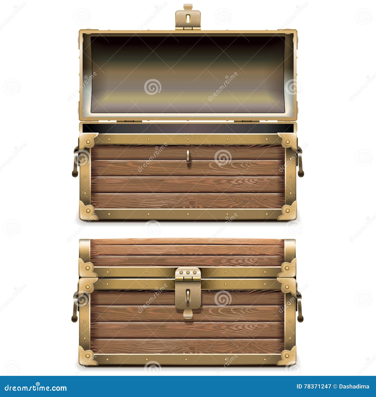 Vector Empty Old Chest | CartoonDealer.com #78371247