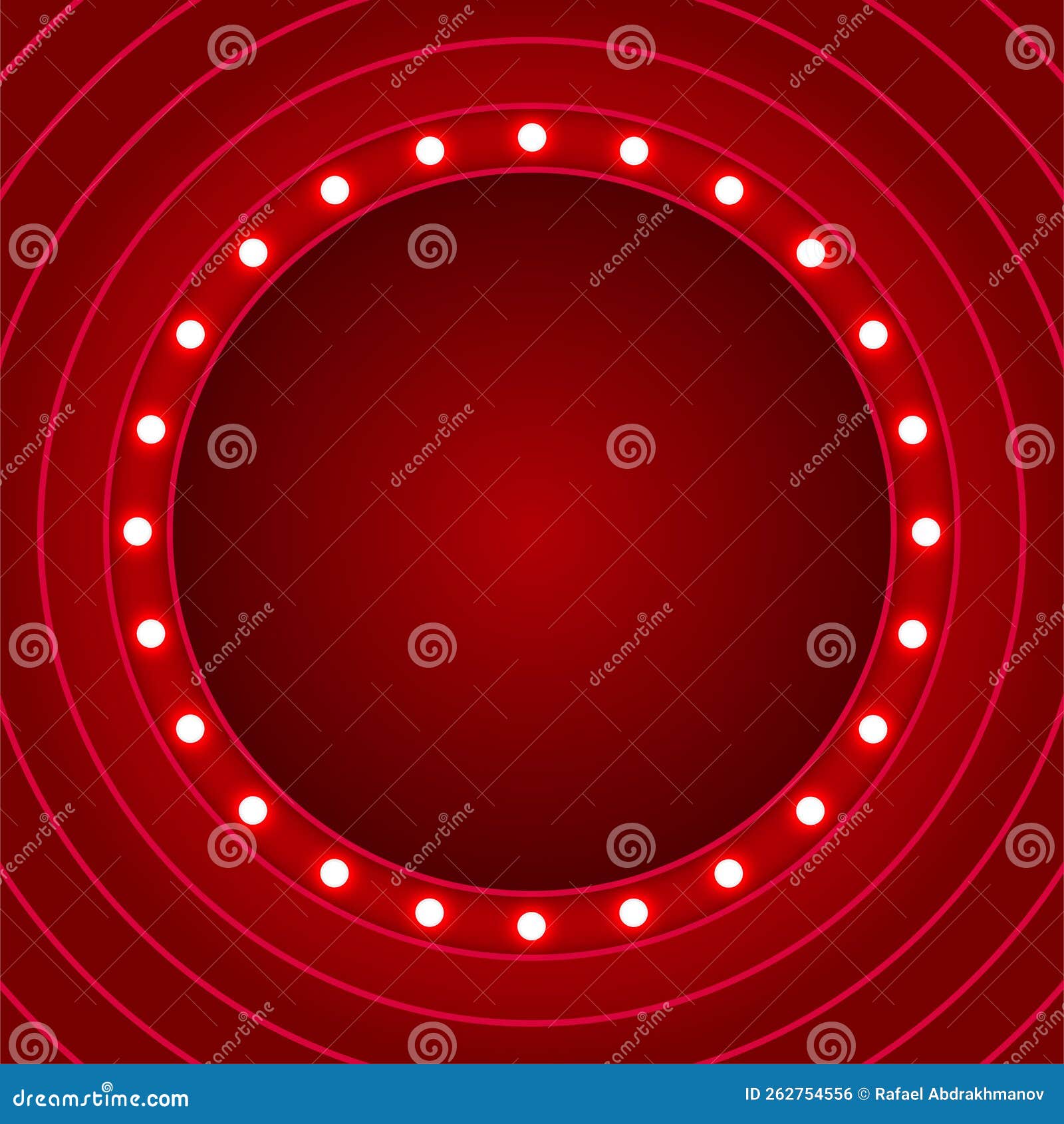 Vector Empty Retro Circus Billboard Frame with Electric Bright Glowing ...