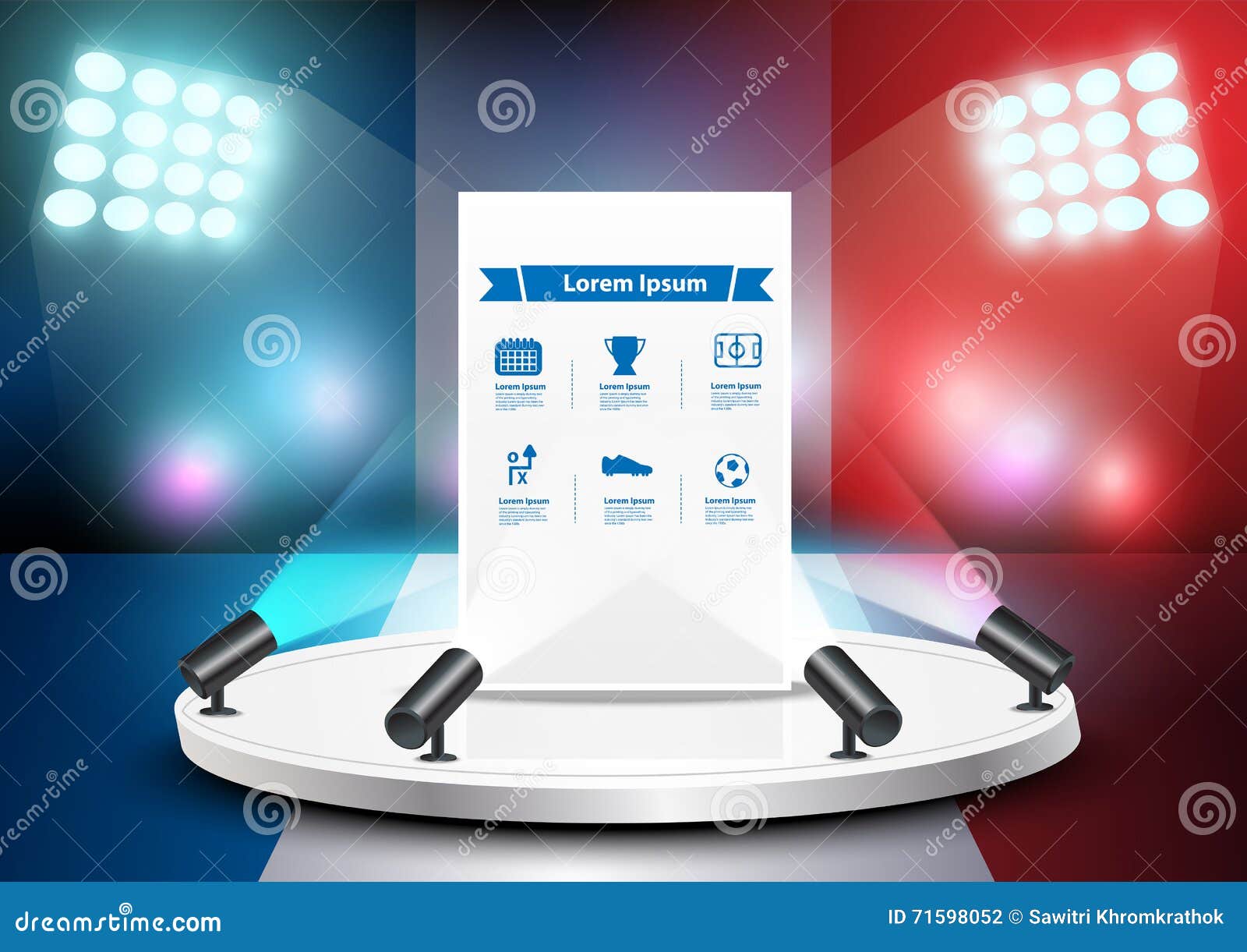 Vector Empty Stage Studio on Soccer Field with France Flag Background ...