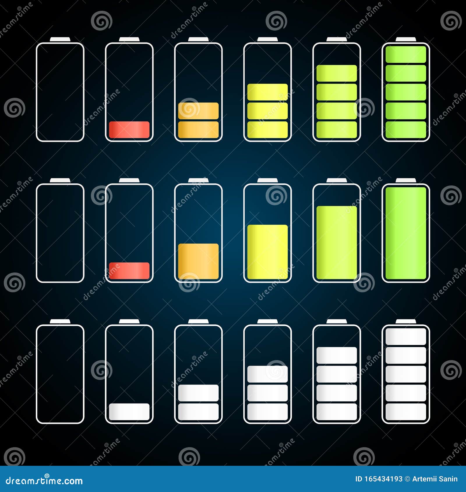 Vector Empty To Full Charge Battery Collection Stock Vector ...