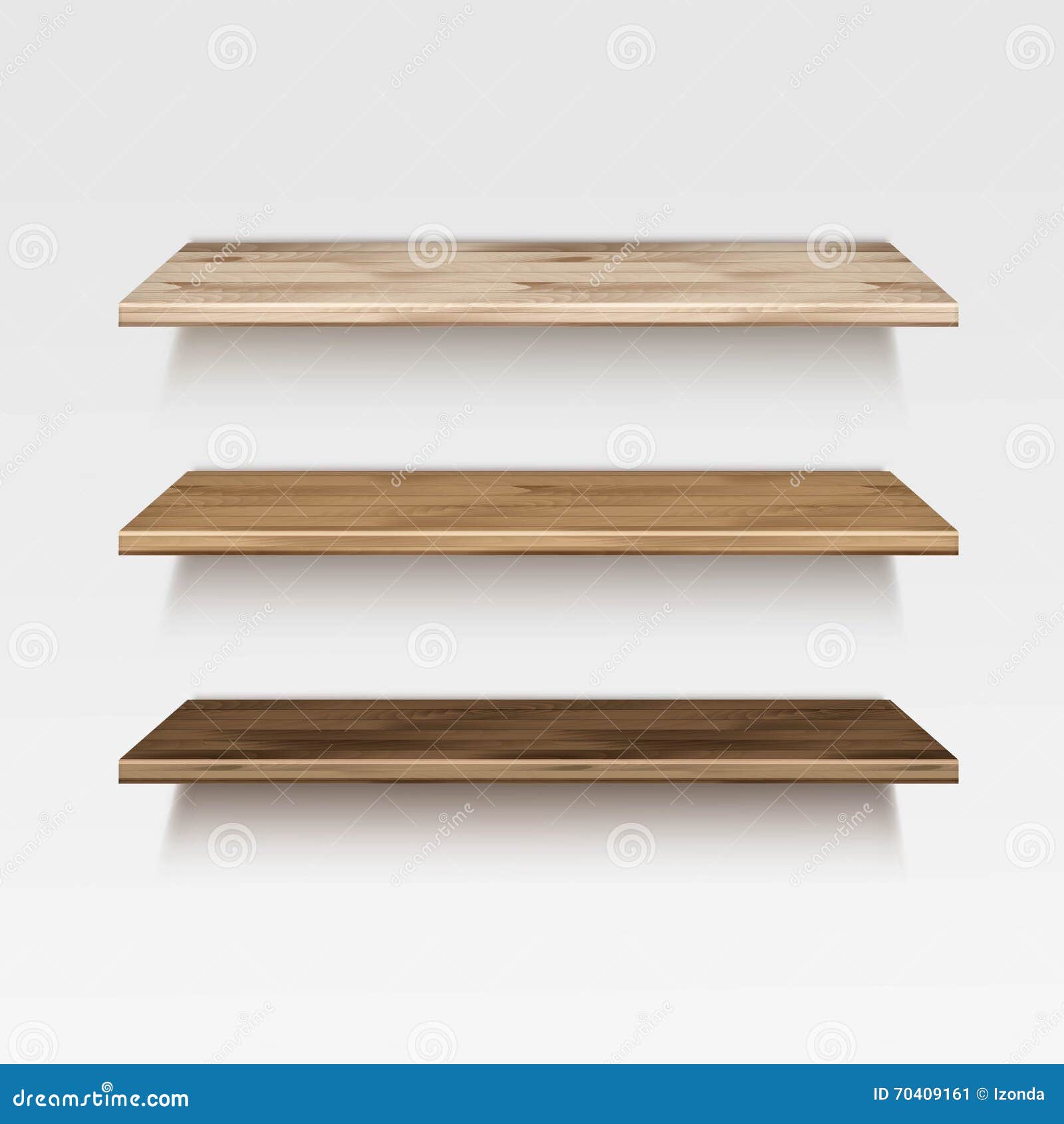 Vector Empty Wooden Wood Shelf Shelves on Wall Background Stock Vector ...