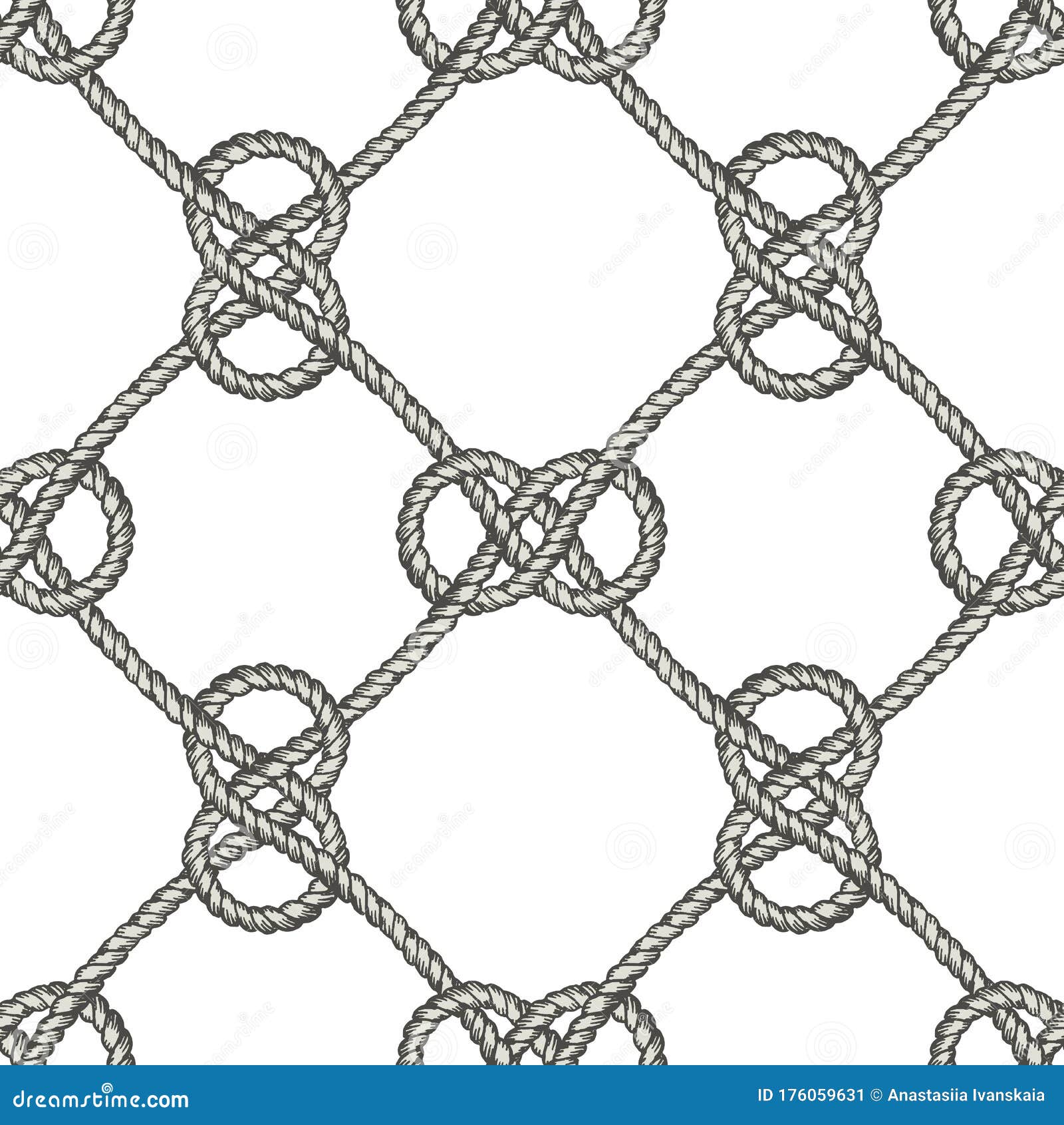 Vector Endless Nautical Rope Pattern, Hand Drawn Stock Vector ...