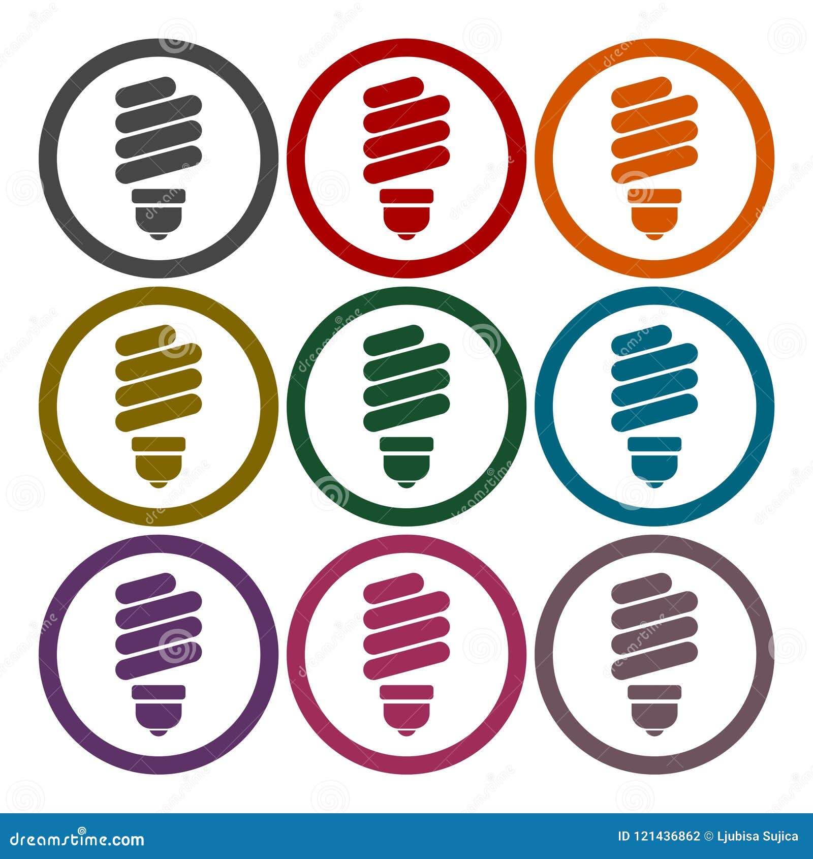 Vector Energy Saving Light Bulb Icons Set Stock Vector - Illustration ...