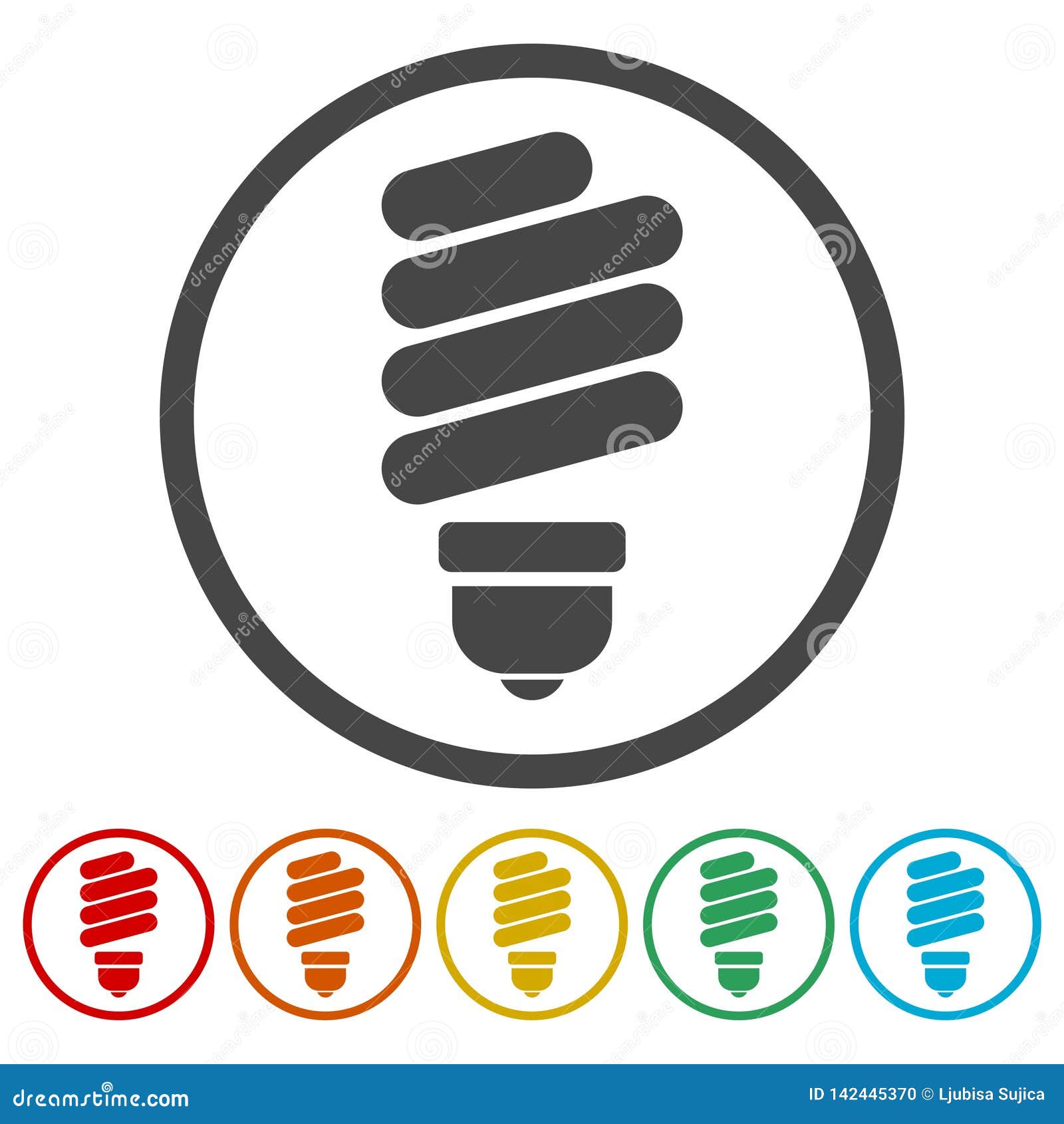Vector Energy Saving Light Bulb Icons Set Stock Vector - Illustration ...