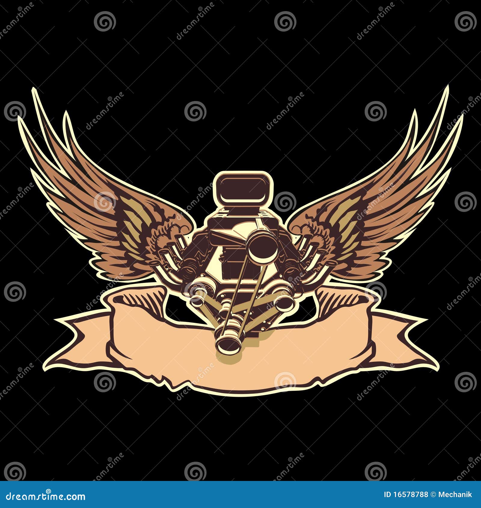 Vector engine with wings stock vector. Illustration of motor - 16578788