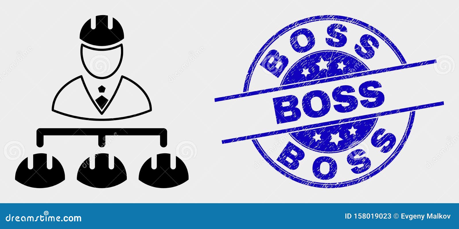 Vector Engineer Hierarchy Icon and Scratched Boss Watermark Stock ...