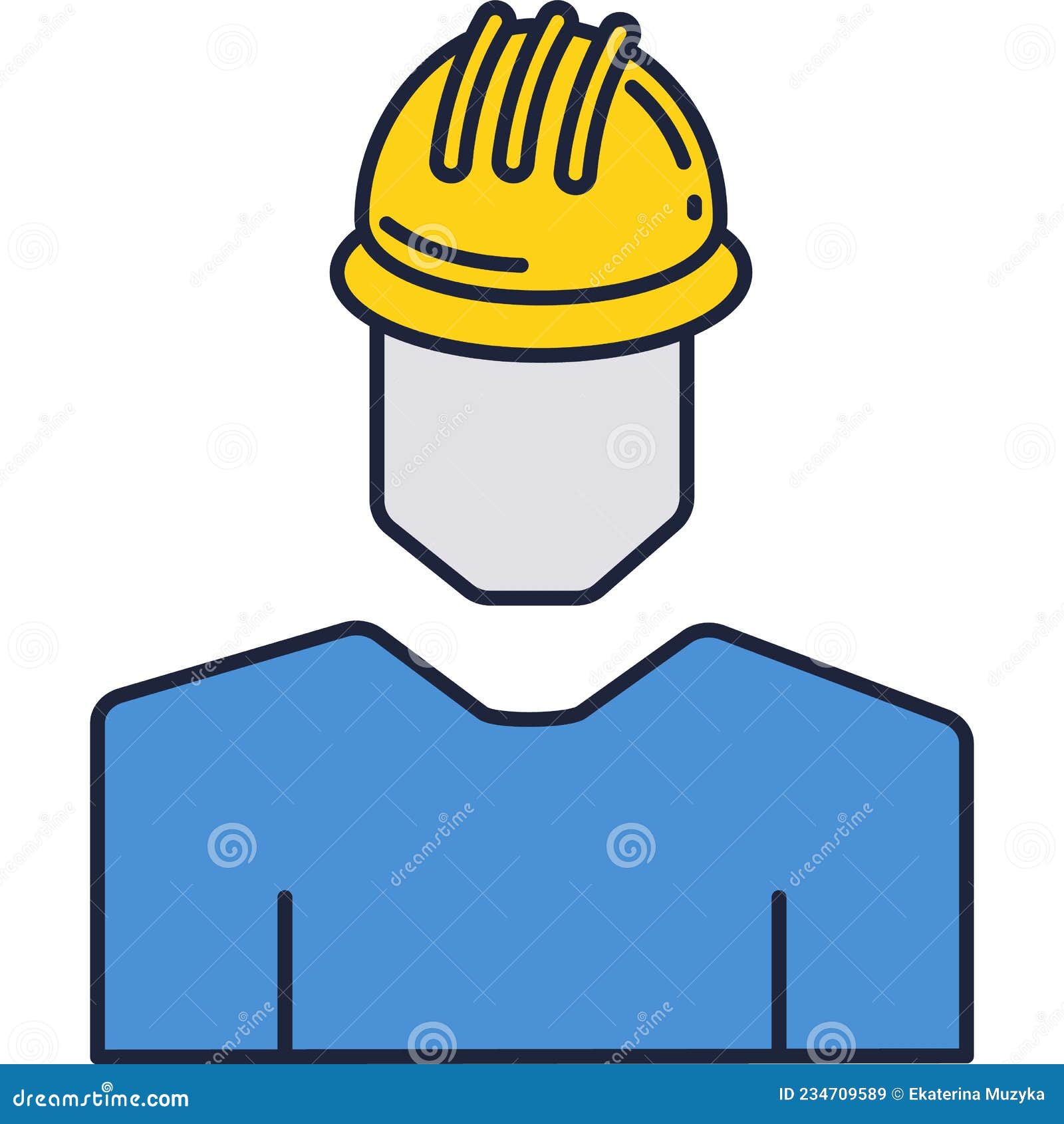 Vector Engineer Worker Icon Man Portrait Isolated Stock Vector ...
