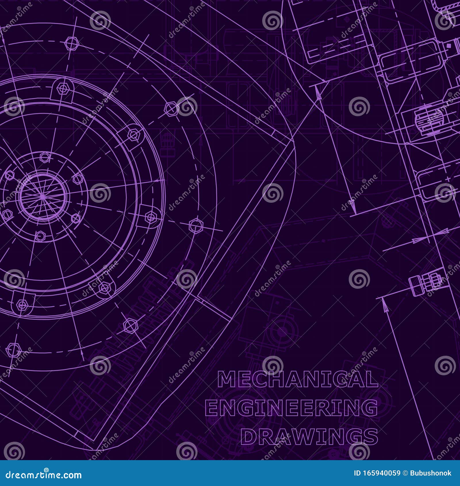 Vector Engineering Illustration. Cover, Flyer. Purple Cyberspace Stock ...