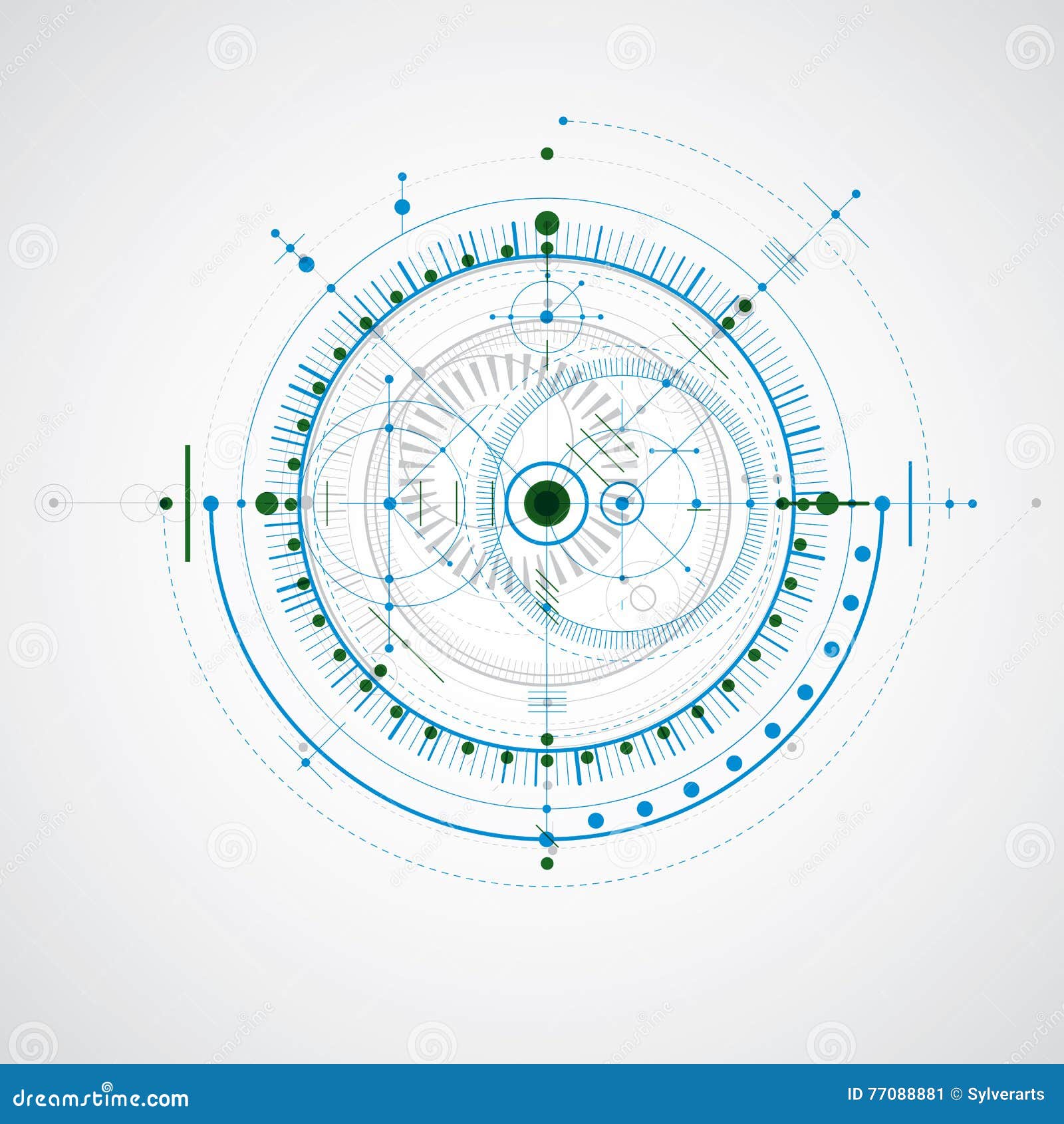 Vector Engineering Technological Background, Futuristic Technical Plan, Mechanism in Blue and ...