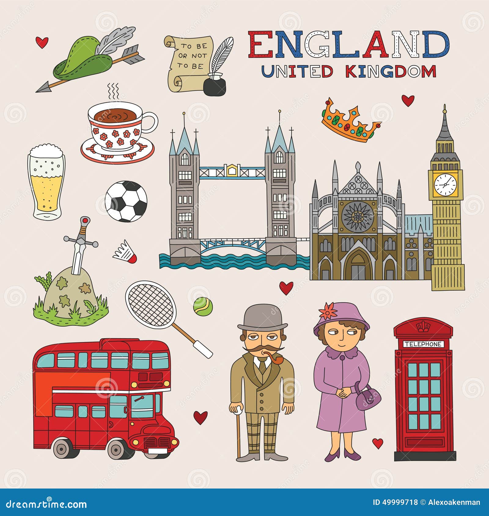 Vector England Doodle Art for Travel and Tourism Stock Vector ...