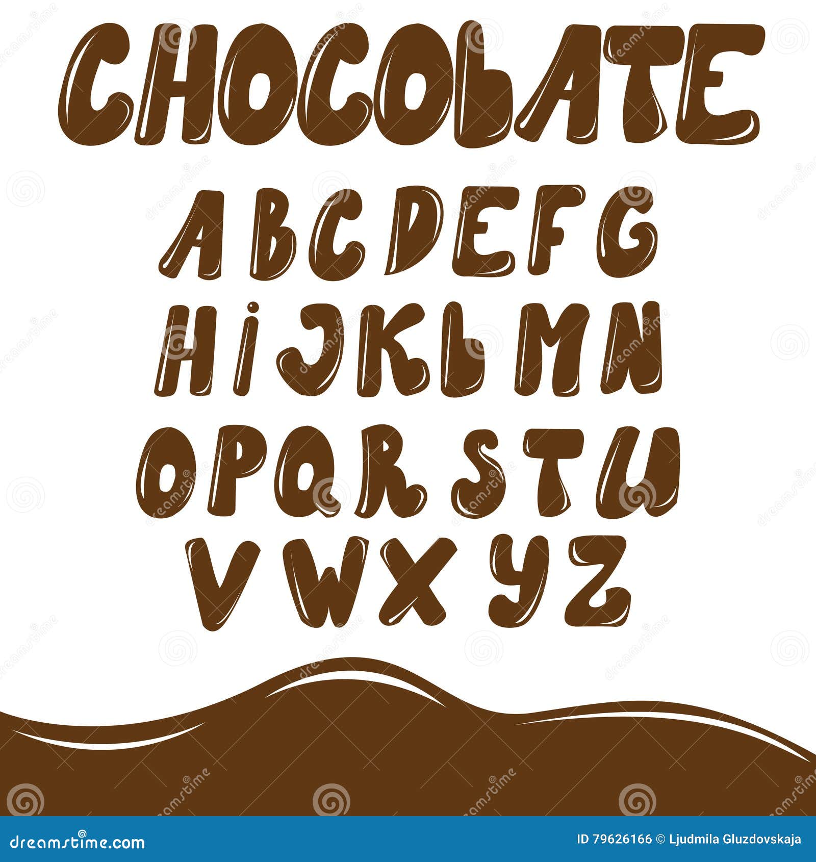 Vector English Alphabet, Drawn in Chocolate Style Stock Vector ...