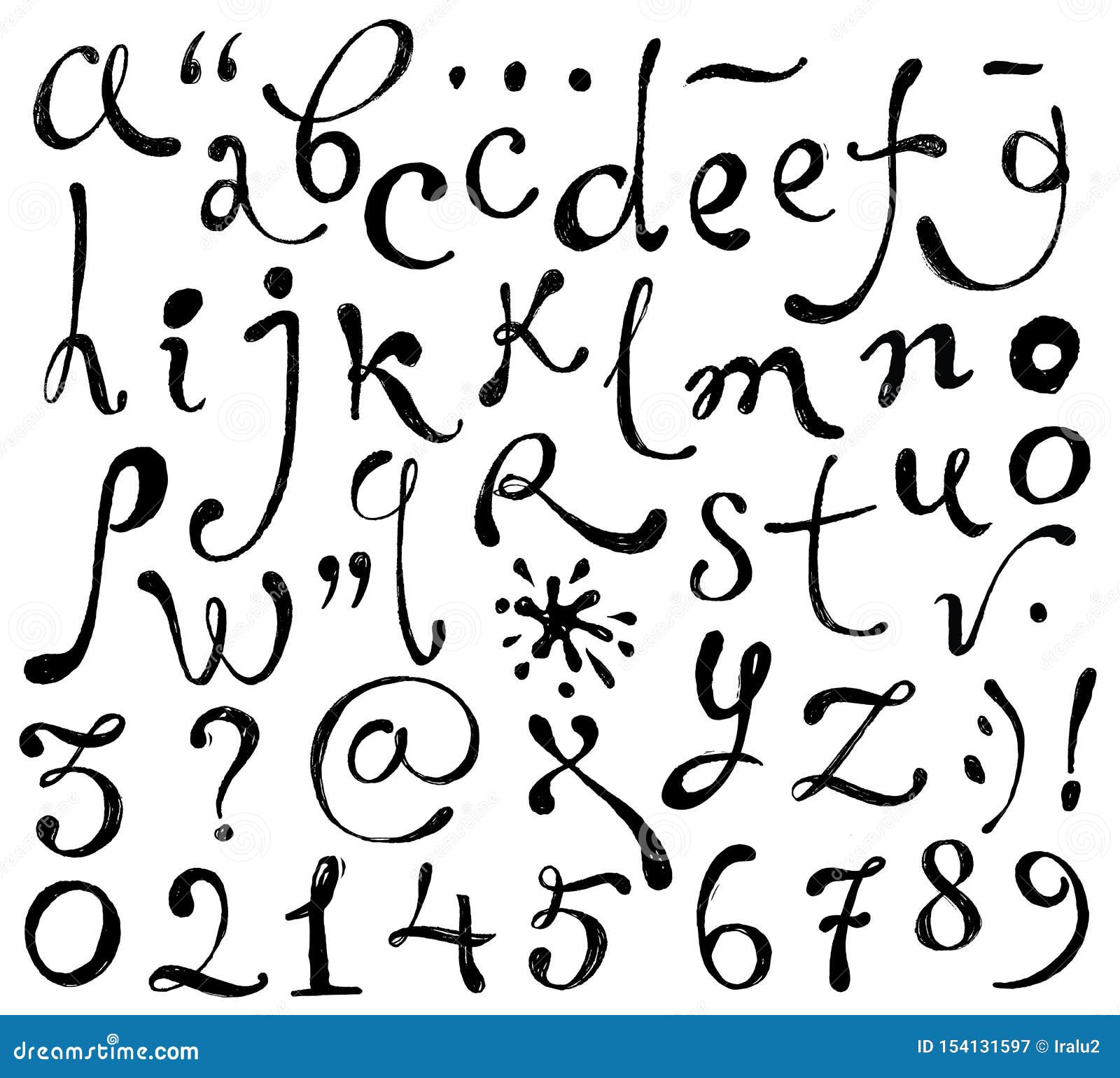 Hand Drawn Letters and Digits. Stock Vector - Illustration of design ...