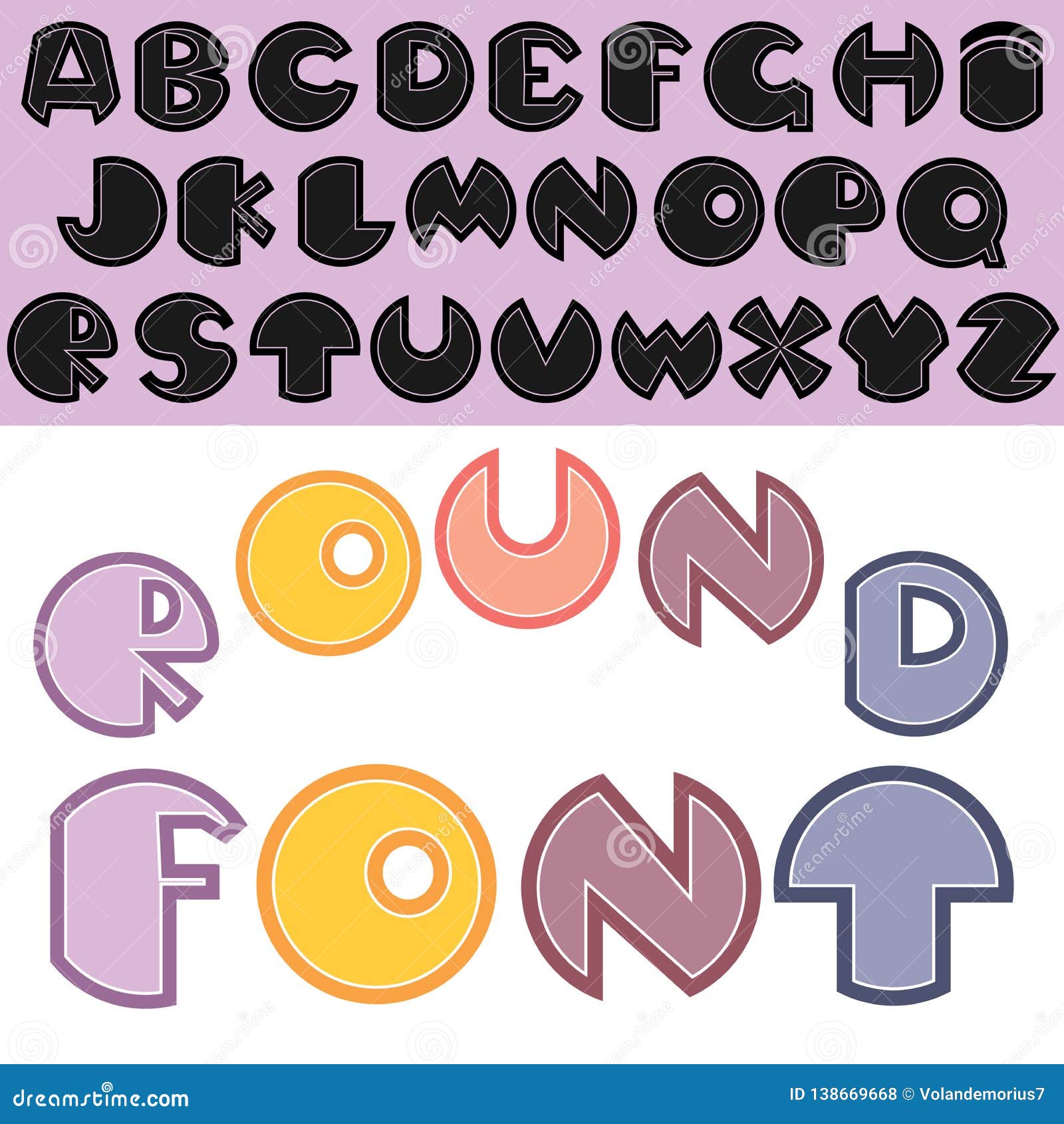 Vector English Font. Funny Round Shaped Letters. Stock Vector ...