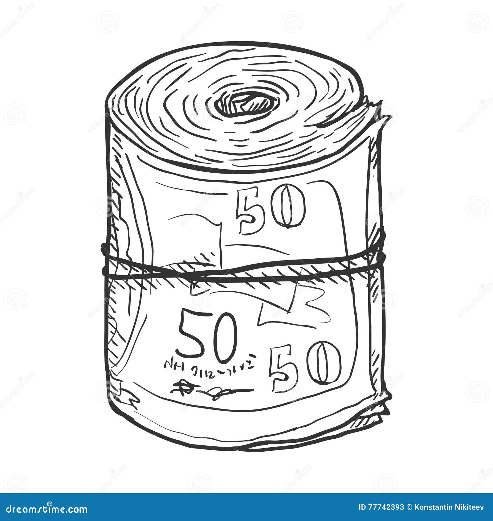 Vector Enige Schetsrol Van Bankbiljetten Vector Illustratie ...