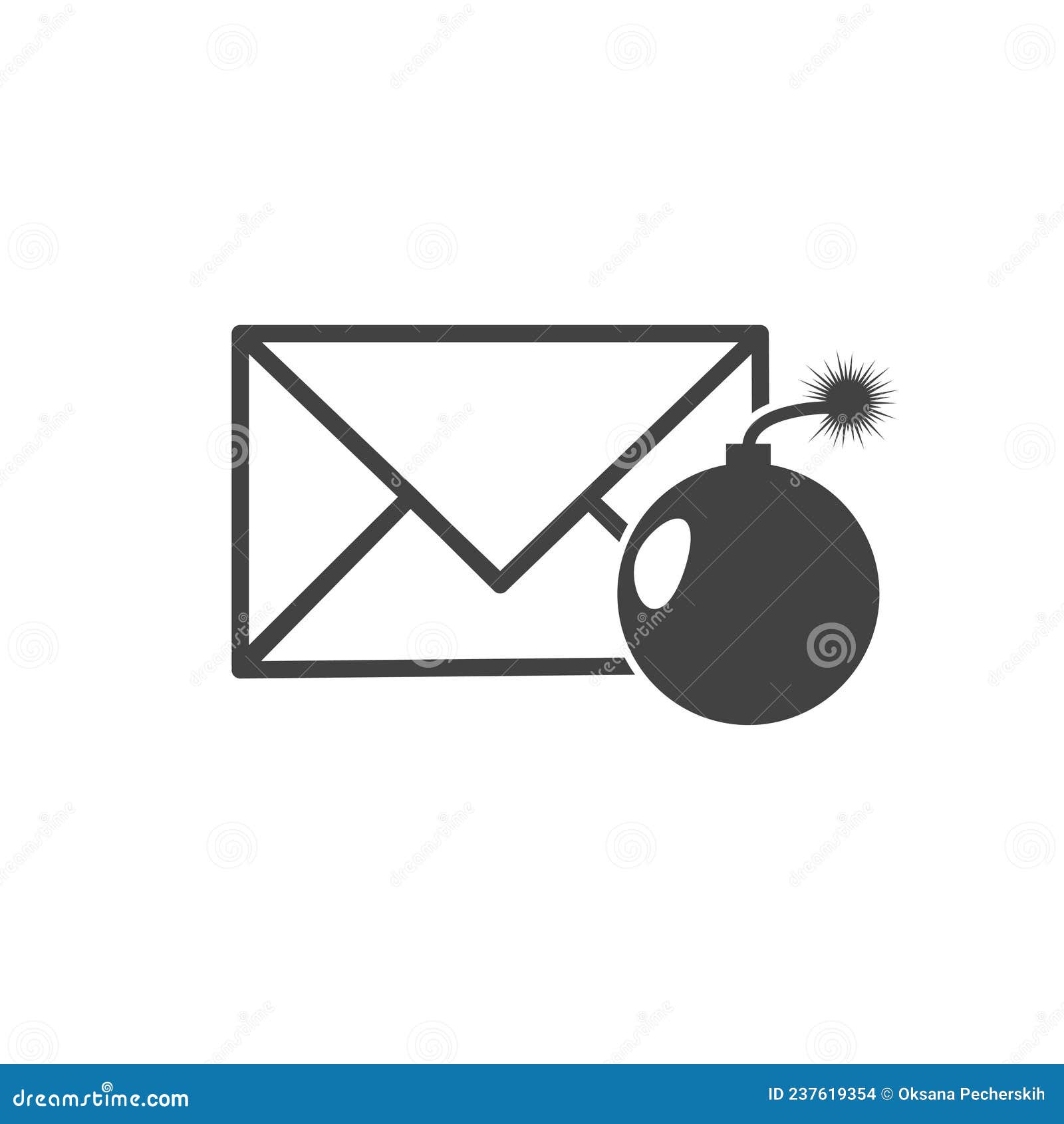 Vector Envelope and Bomb Icon on White Isolated Background. Layers ...