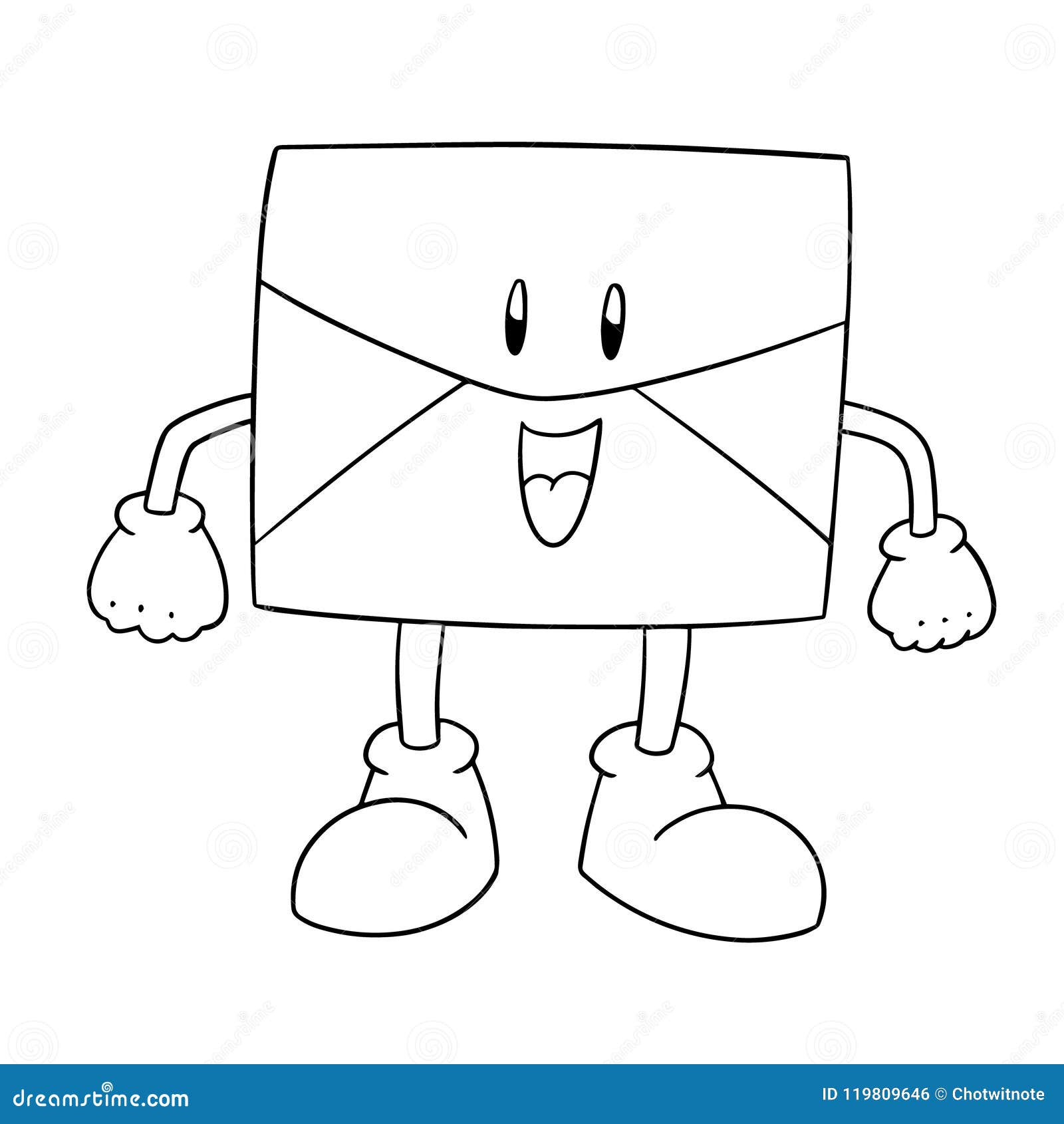 Envelope / Cartoon Vector And Illustration, Black And White, Hand Drawn ...