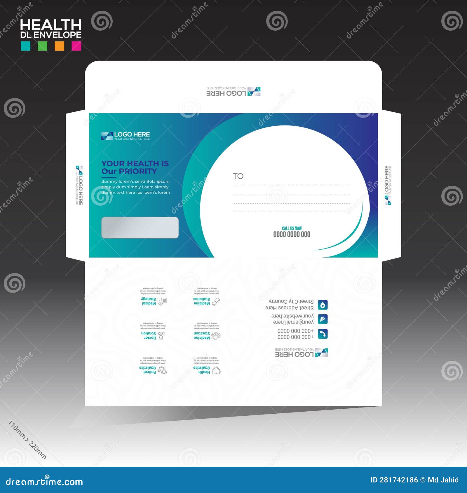 Envelope Design for Health and Any Use Stock Vector - Illustration of ...