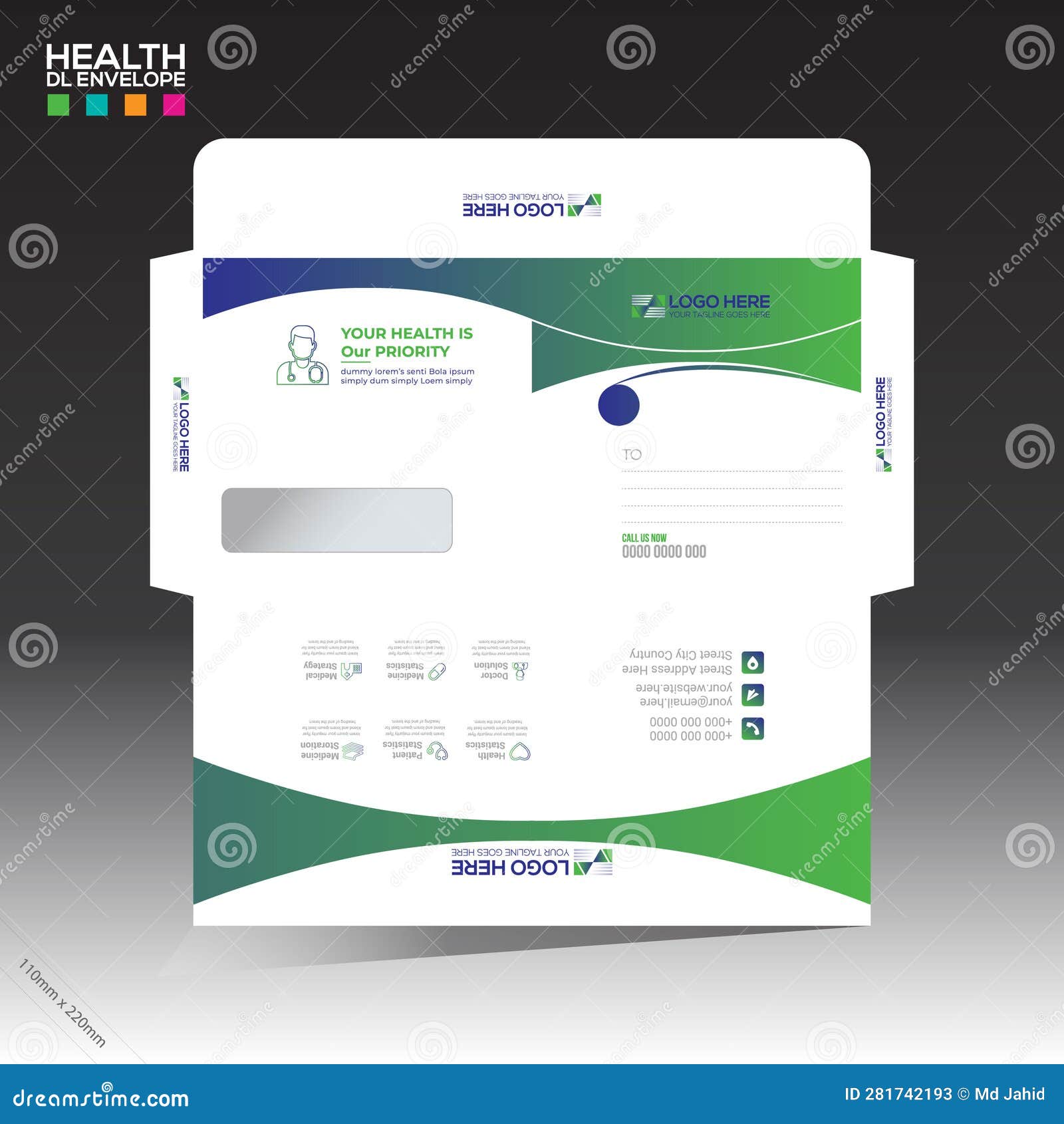 Envelope Design for Health and Any Use Stock Vector - Illustration of ...