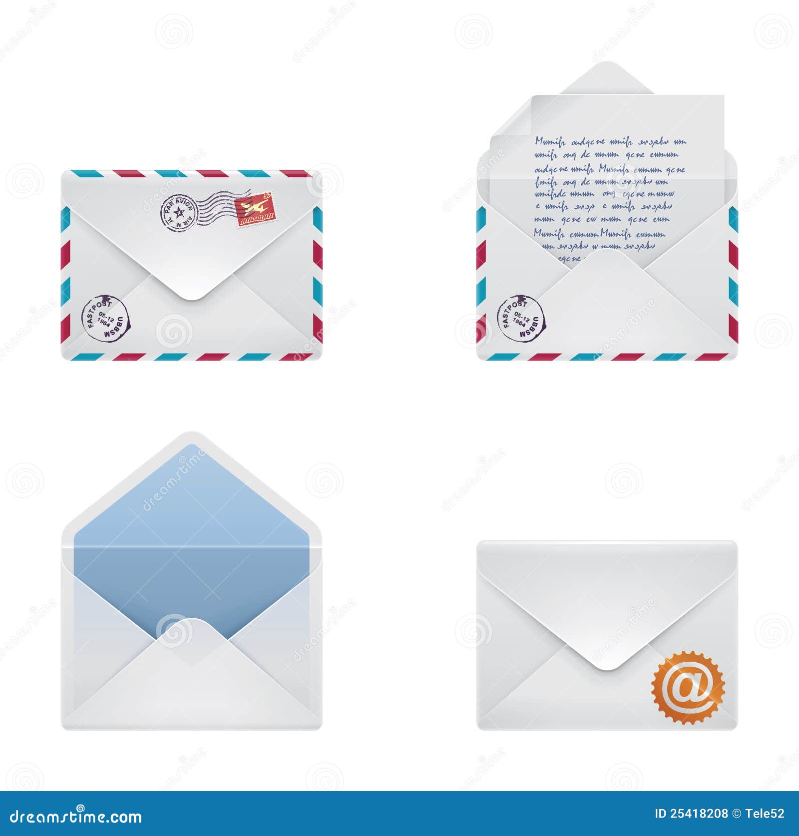 Vector envelope icon set stock vector. Illustration of incoming - 25418208