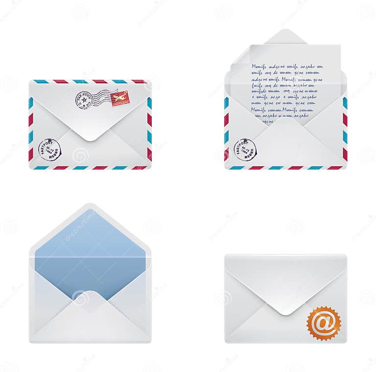 Vector envelope icon set stock vector. Illustration of incoming - 25418208