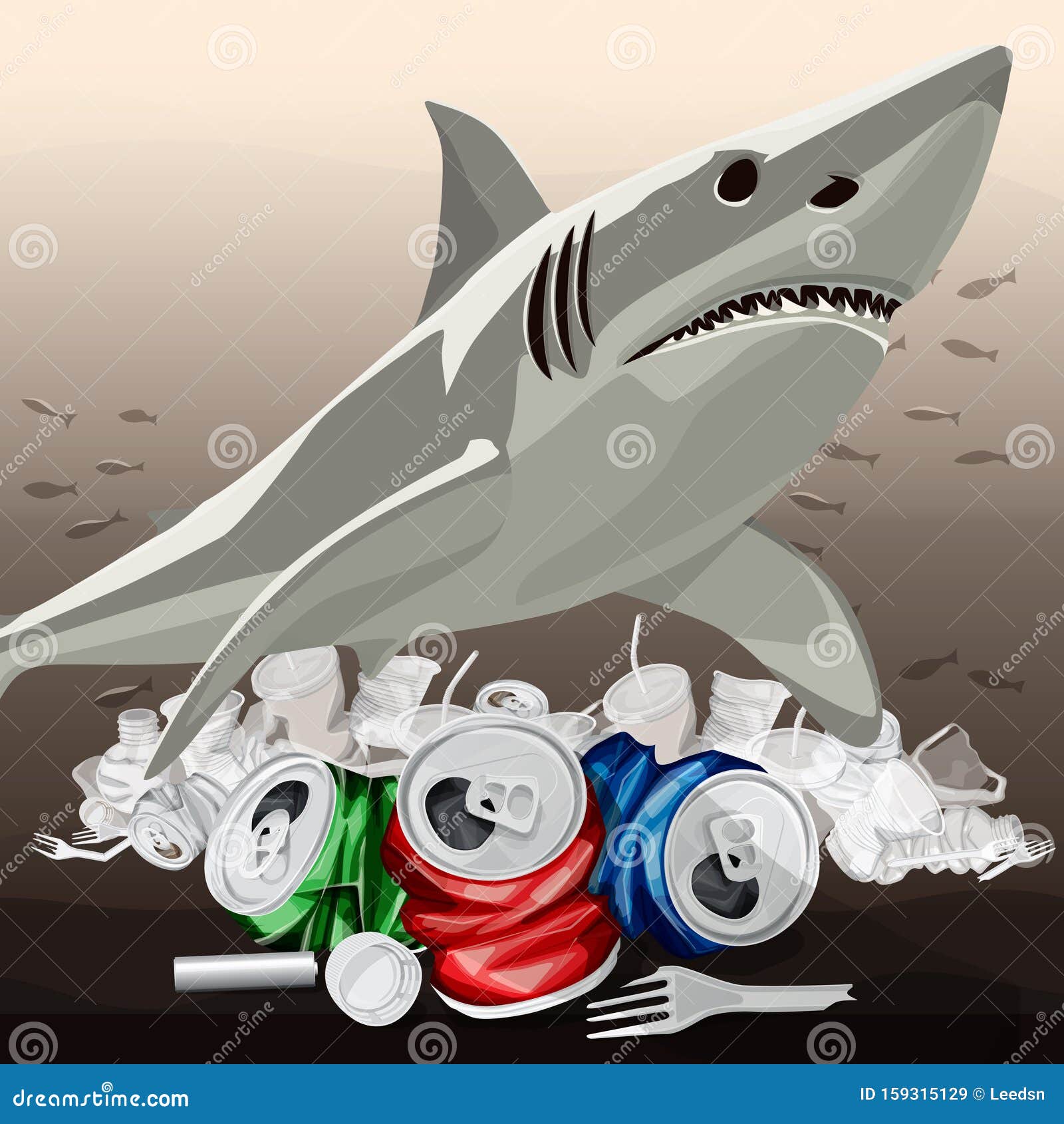 Environment Pollution Illustration and Shark Stock Vector ...