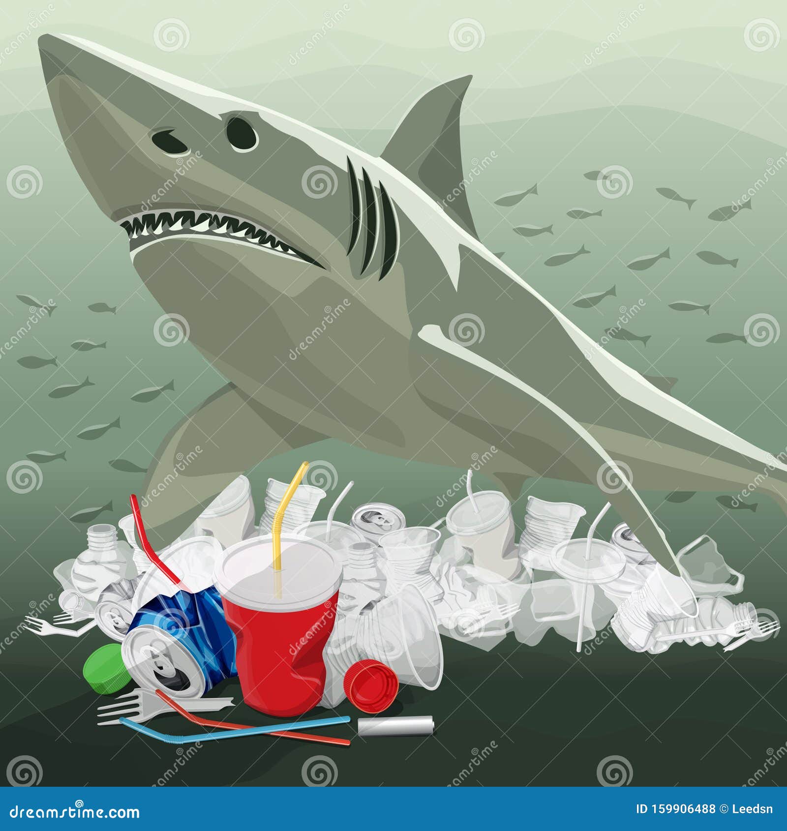 Environment Pollution Illustration and Shark Stock Vector ...