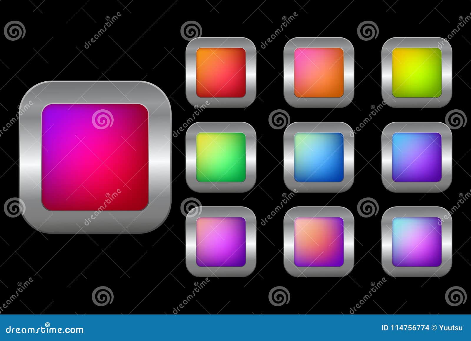 Vector Framed Square Web Buttons Set Stock Vector - Illustration of ...
