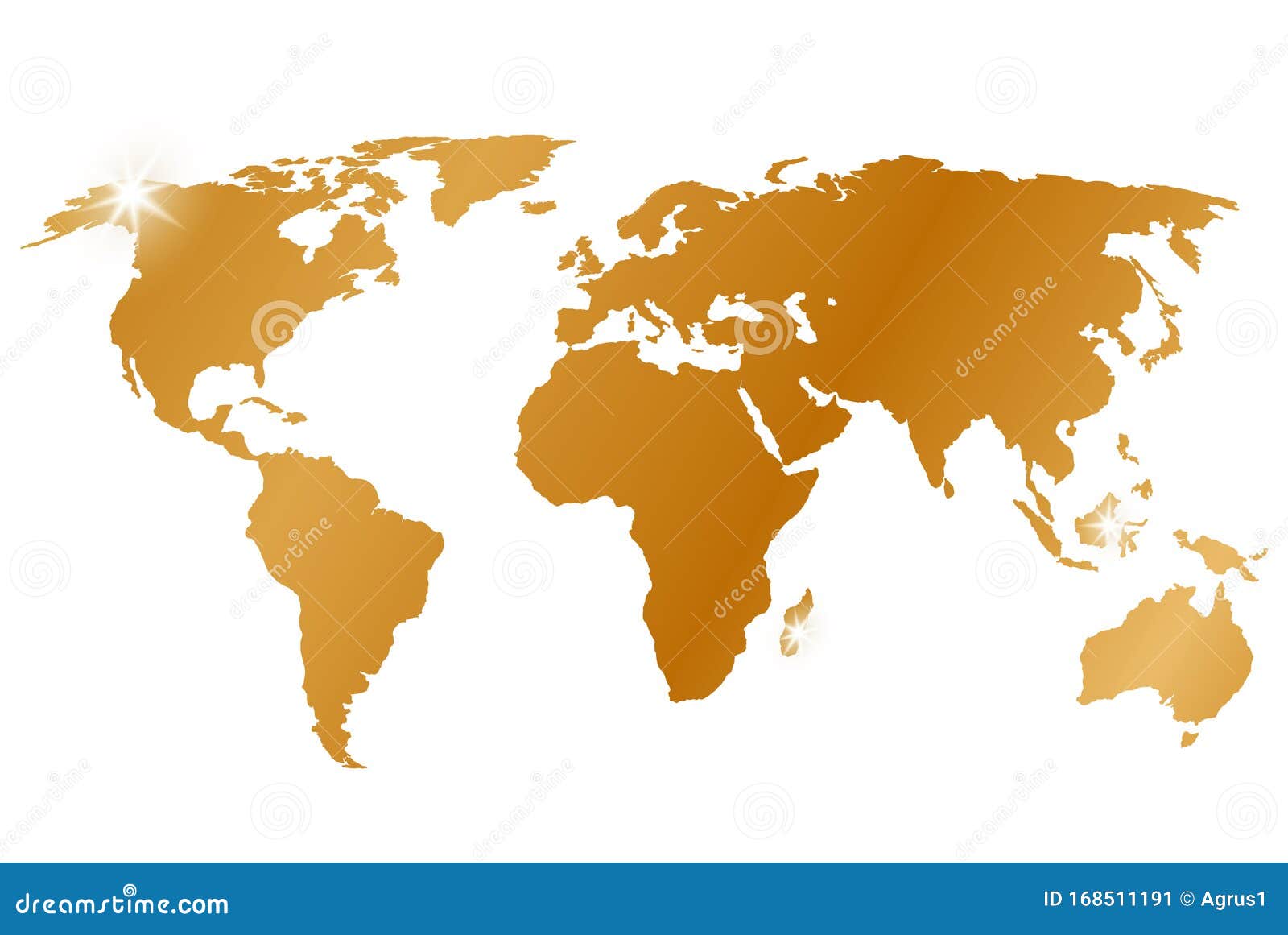 Vector EPS Golden World Map on White Background Stock Vector ...