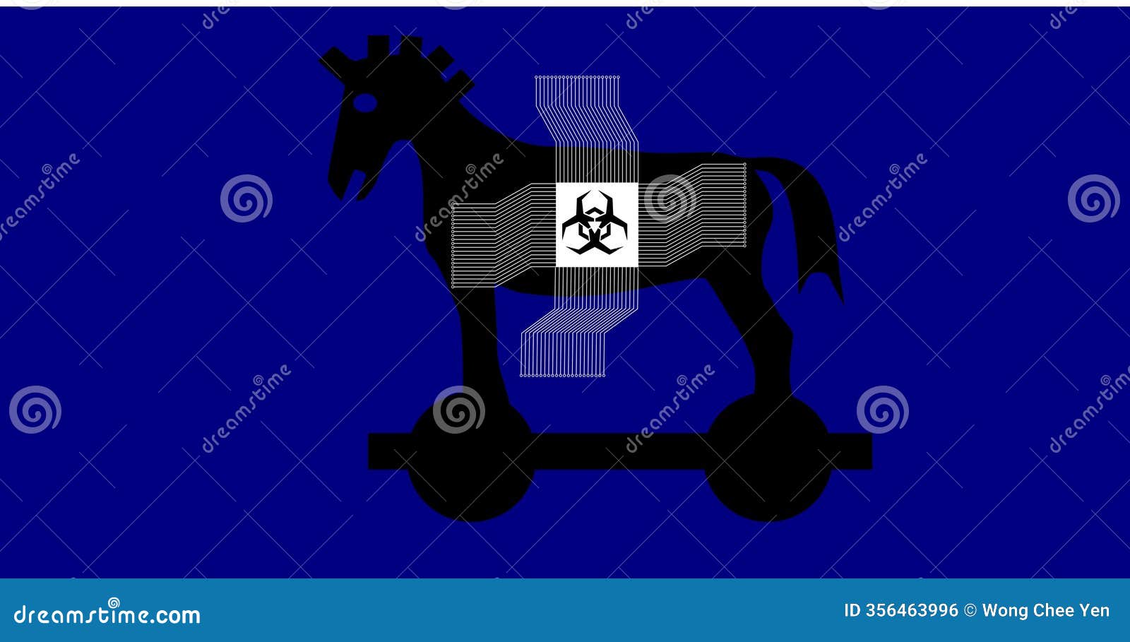 Vector Eps Illustration Of Trojan Horse Malware On Blue Background ...
