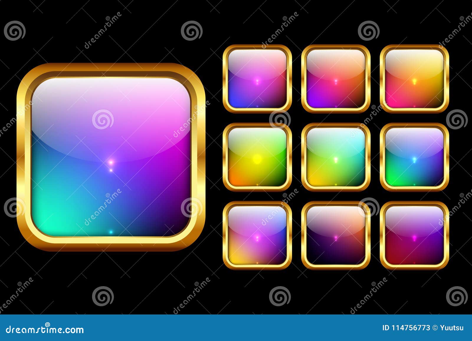 Vector Square Framed Buttons Collection Stock Vector - Illustration of ...