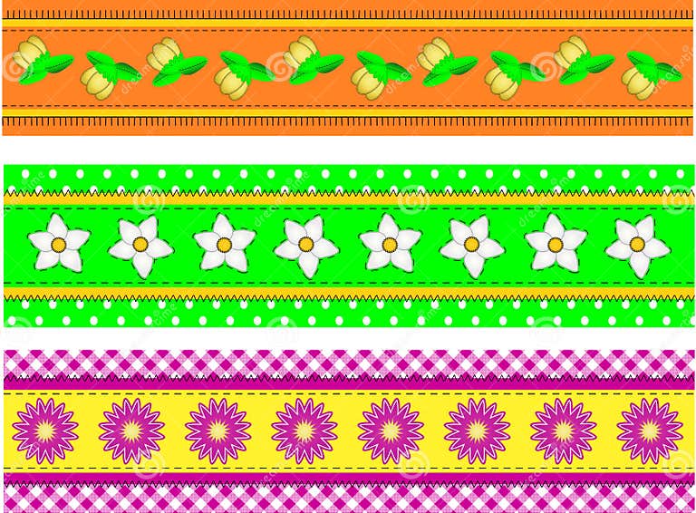 Vector EPS10 Three Flower Borders with Dots, Gingh Stock Vector ...