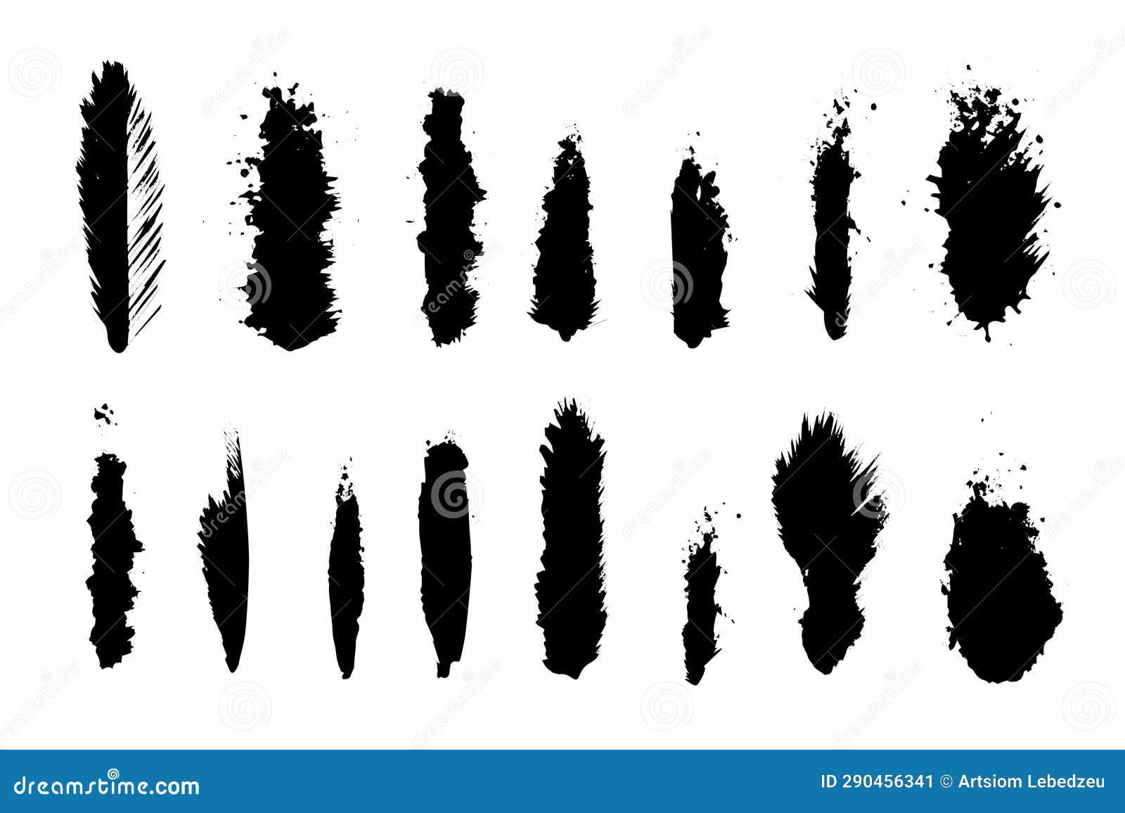 Vector Eroded Paintbrush Set, Brush Strokes Templates. Grunge Design ...