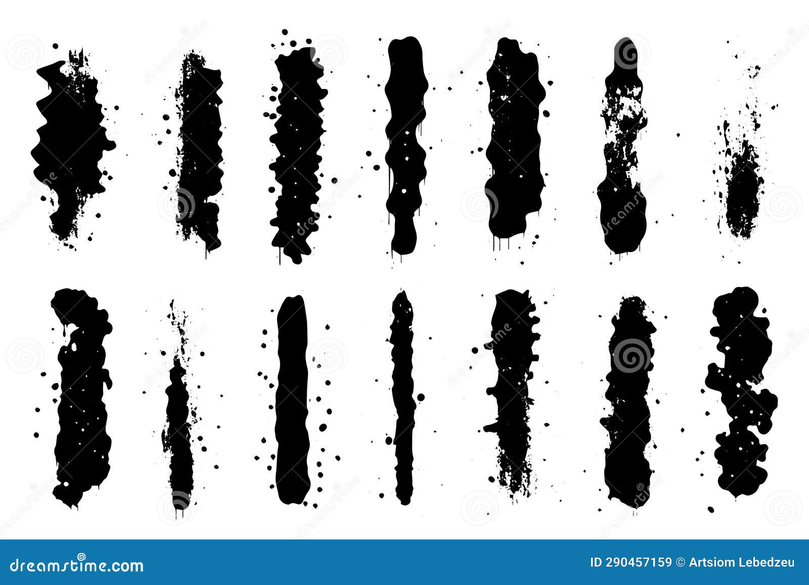 Vector Eroded Paintbrush Set, Brush Strokes Templates. Grunge Design ...