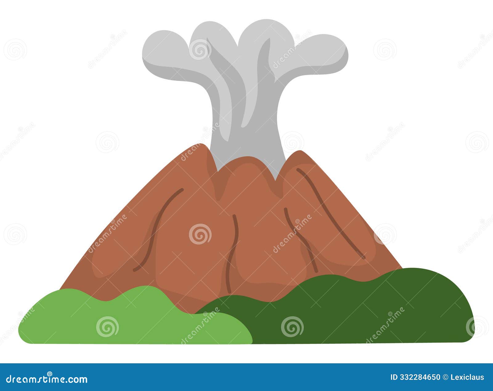 Vector Erupting or Exploding Volcano Mountains with Smoke Illustration ...