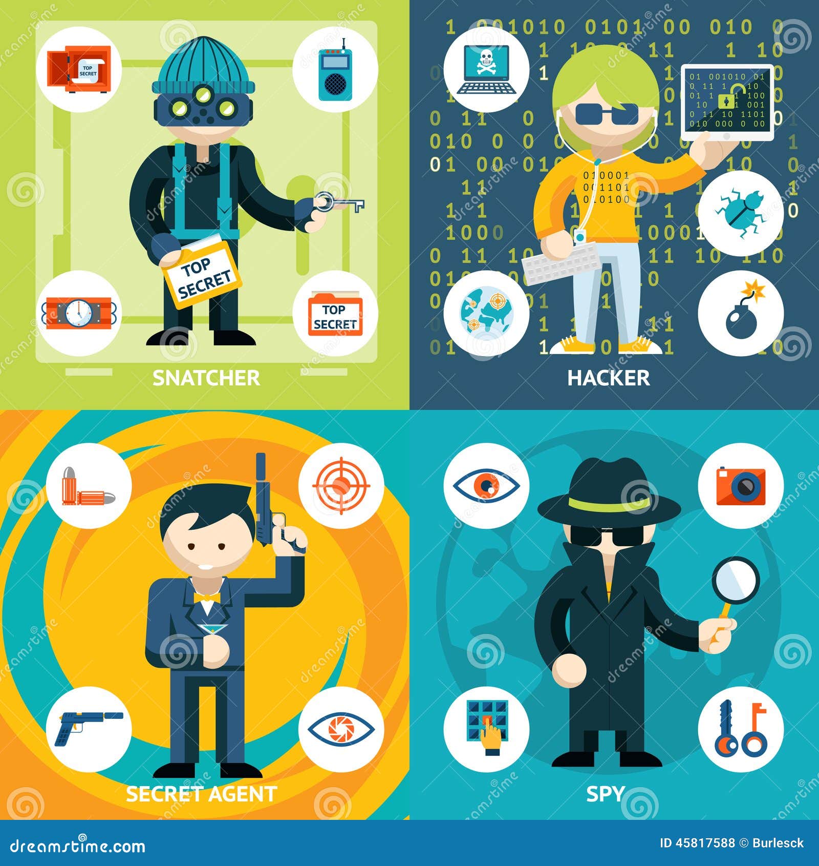 Vector Espionage and Criminal Activity Graphics Stock Vector ...