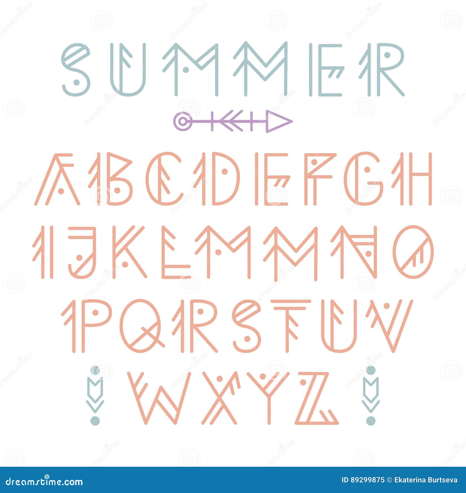 Vector Ethnic Aztec Font Stock Vector Illustration Of Isolated 89299875