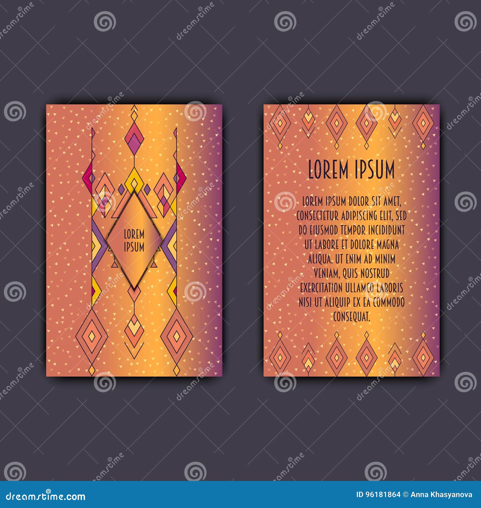Vector Ethnic Business Card Template with Tribal Geometric Element ...